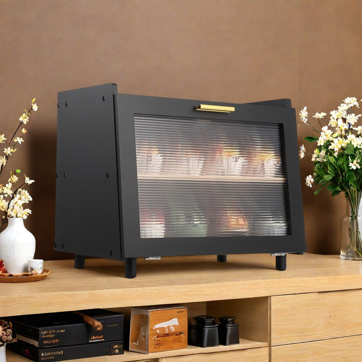 Latitude Run® 2 Layer Bread Box, Modern Countertop Bread Storage Bin ...