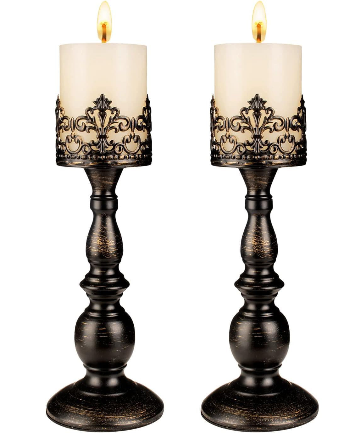 Darby Home Co Gothic Vintage Pillar Candle Holders - 2-Piece Gold Tall ...