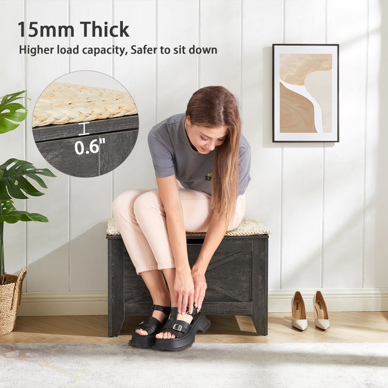 Gracie Oaks Pania 30" Wide Rectangle Storage Bench | Wayfair