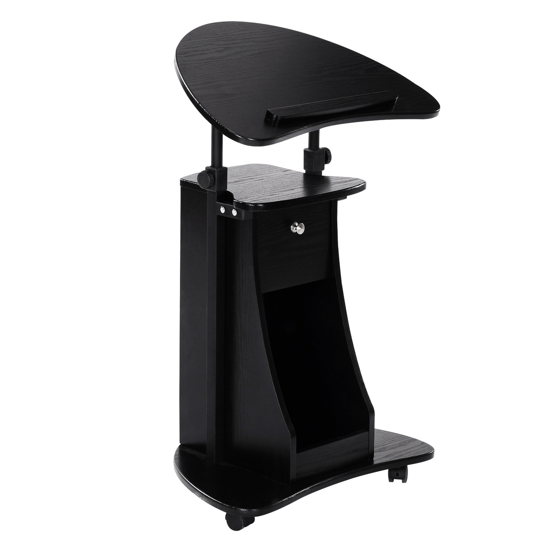 Inbox Zero Portable Work Desk With Drawer, Adjustable Rolling, Black ...