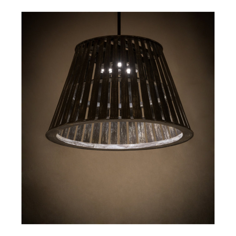 Gracie Oaks Ermalene 3 - Light Weathered Wicker LED Single Pendant ...