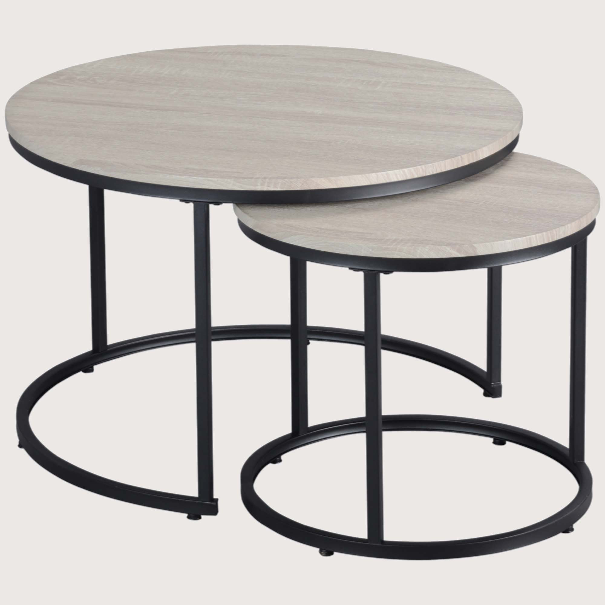 17 Stories Round Nesting Tables Set Of 2, Stacking Coffee Table Set ...