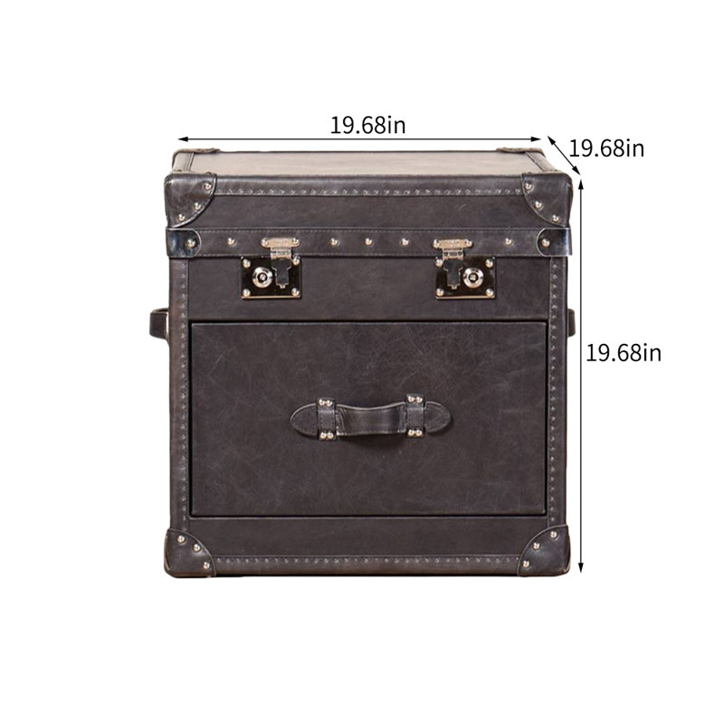 HUGESTO Small Black Simple Faux Leather Accent Trunk | Wayfair