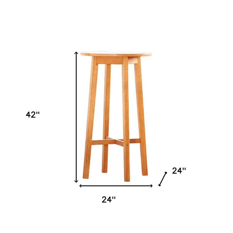 Rosecliff Heights Shian 42" Natural Eucalyptus Slat Wood Outdoor Round ...