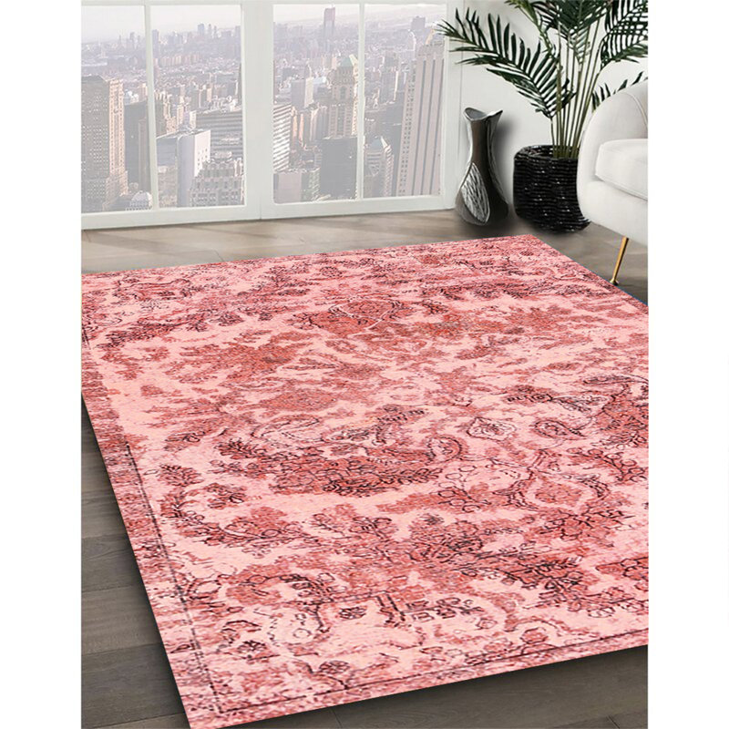 Bungalow Rose Traditional Pink/Beige Area Rug | Wayfair