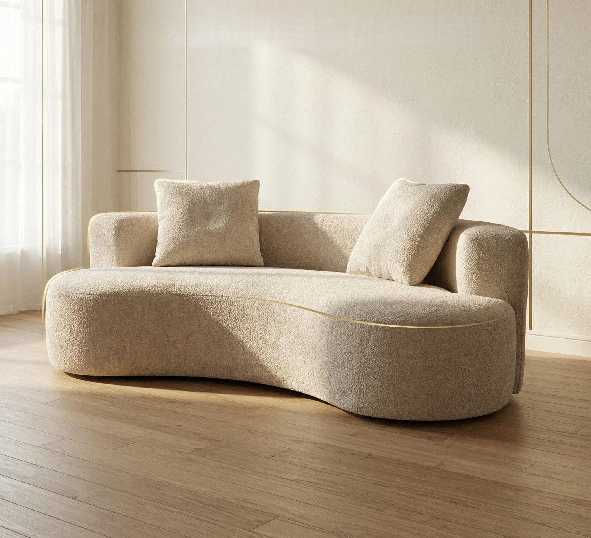 Ebern Designs 2-Seater Curved Compression Sofa, No Assembly Required ...