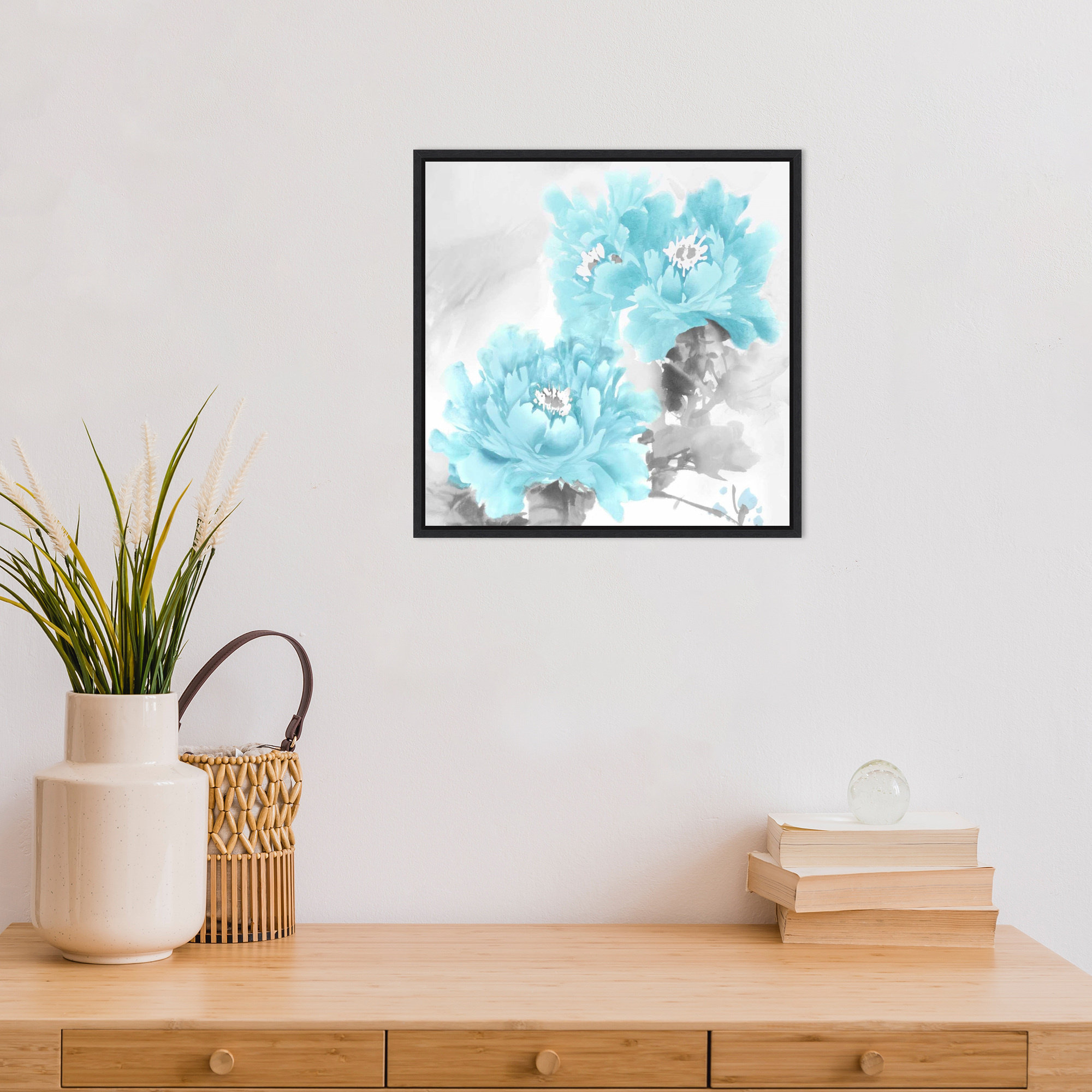 Winston Porter Flower Bloom in Aqua II by Jesse Stevens - Floater Frame ...