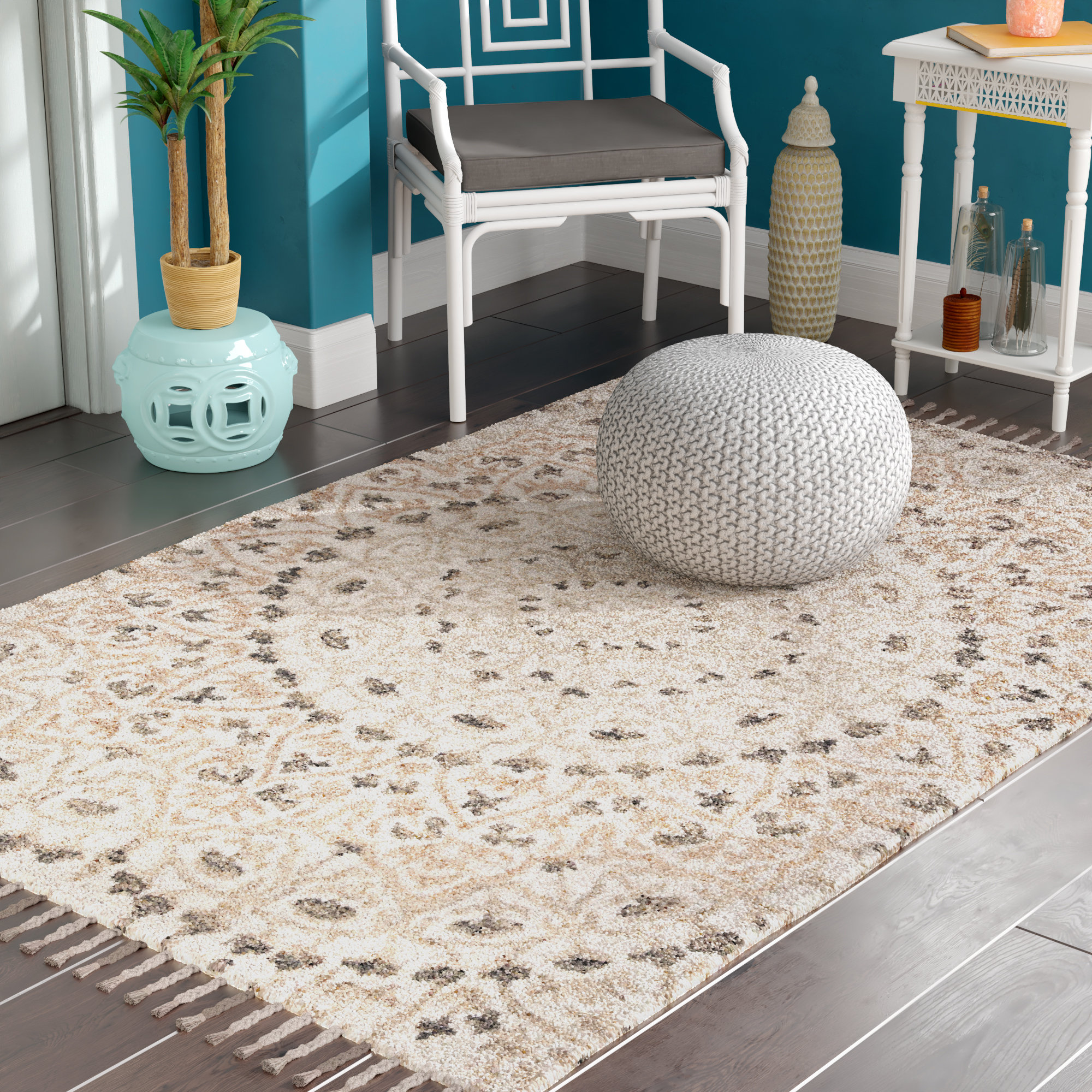 Langley Street Ferrera Flatweave Wool Floral Rug & Reviews | Wayfair