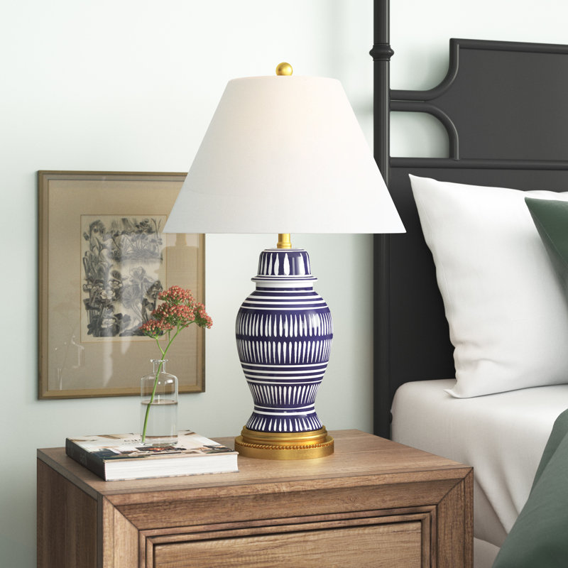 Sand & Stable™ Dorrianne 27" Navy/Gold/White Table Lamp | Wayfair