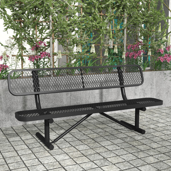 Arlmont & Co. Kristy Commercial Grade Expanded Mesh Metal Outdoor Bench ...