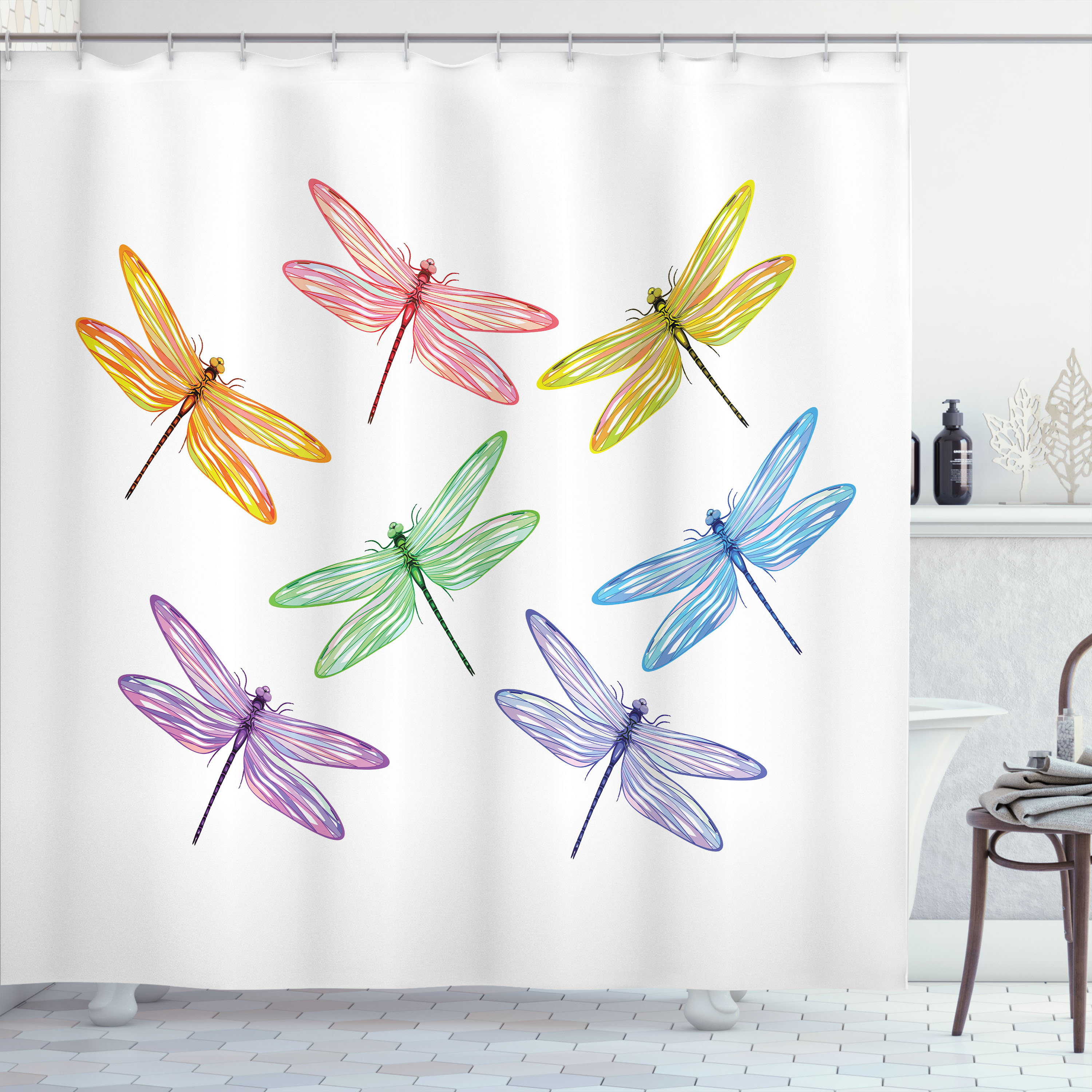East Urban Home Dragonfly Shower Curtain Fantasy Bugs Pattern ...