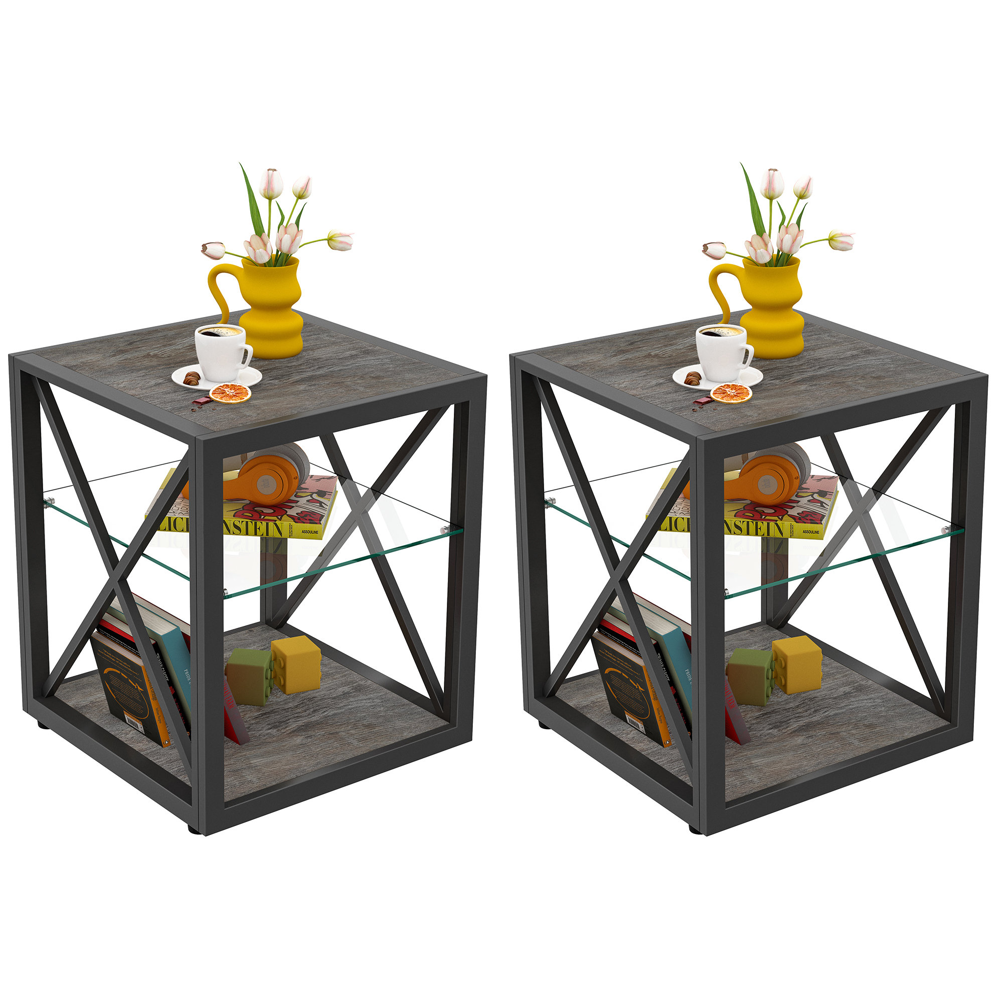 Latitude Run® Set of 2 Industrial Style Side Table | Wayfair