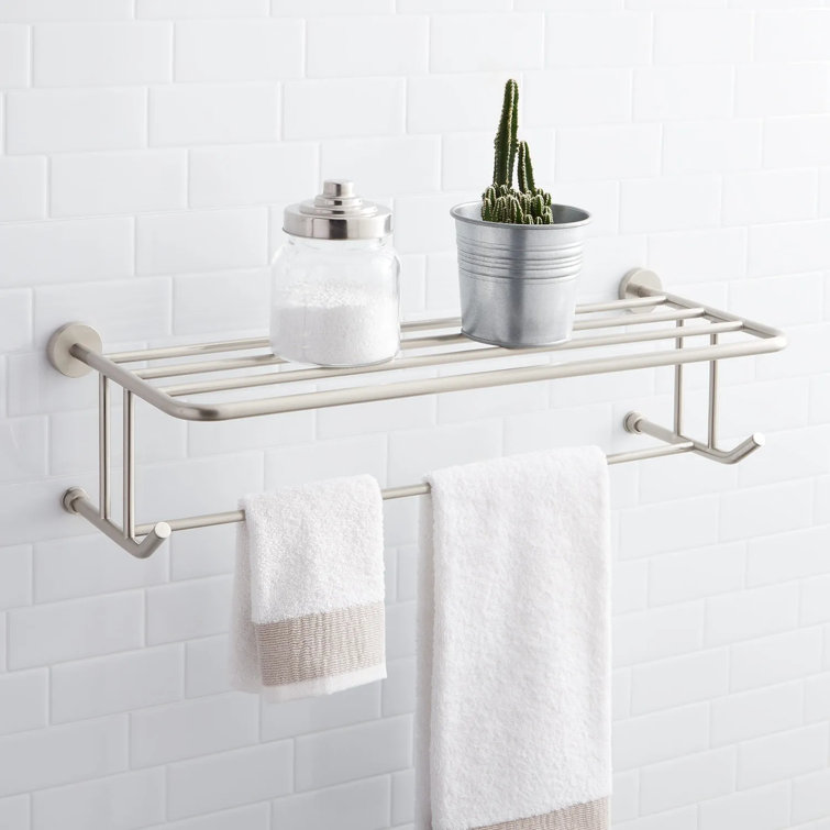 Signature Hardware Ceeley Collection Wall-Mount Towel Rack with Shelf ...