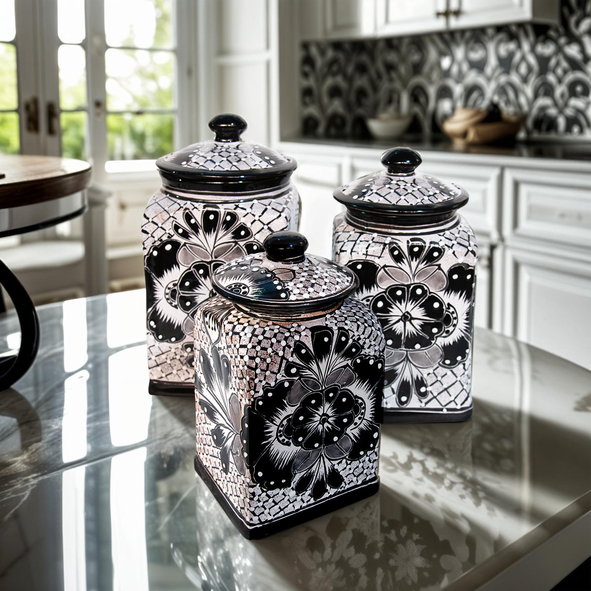 Bungalow Rose Canisters - Black Set Of 3 & Reviews | Wayfair