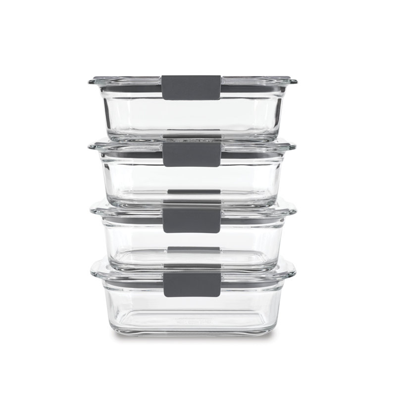 Rubbermaid Brilliance Glass Food Storage Containers with Lids, 3.2 Cup ...