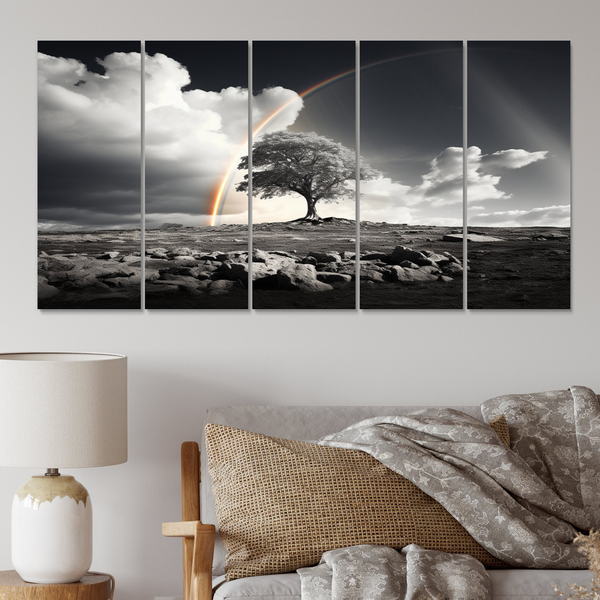 Ebern Designs Rainbow Monochromatic Wonder Landscape On Canvas 5 Pieces ...
