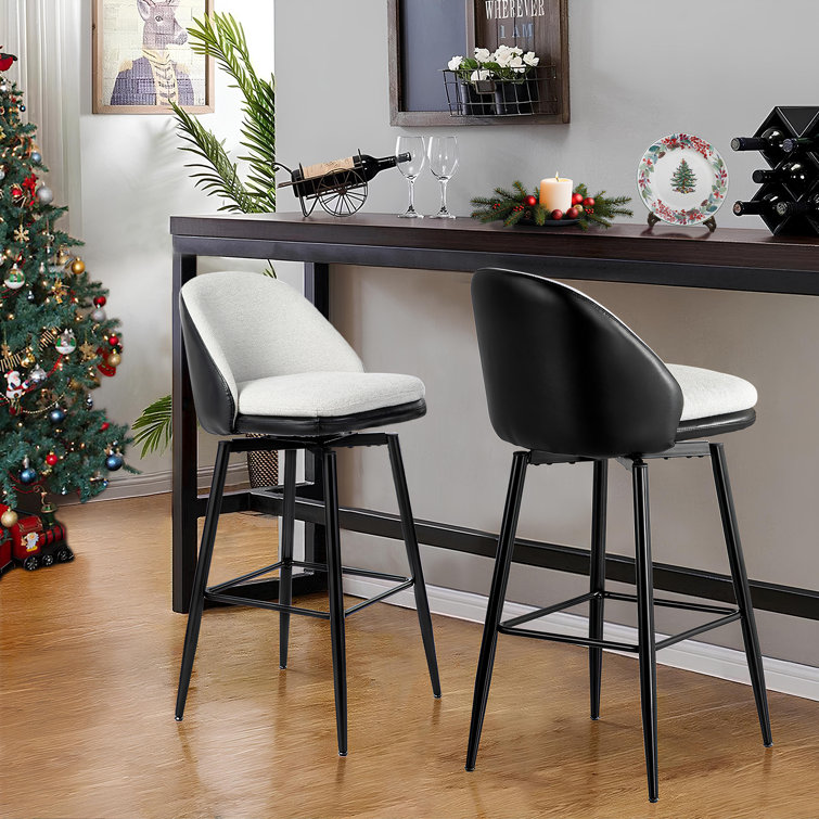 Corrigan Studio® Modern Two-Tone Color Swivel Bar Stool | Wayfair