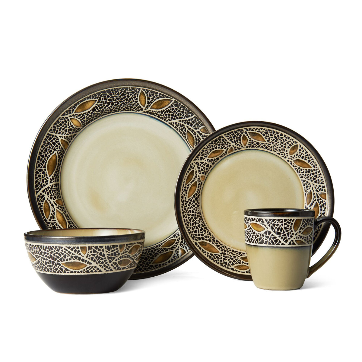 Mikasa Alexandria 16-Piece Stoneware Dinnerware Set, Service for 4 ...