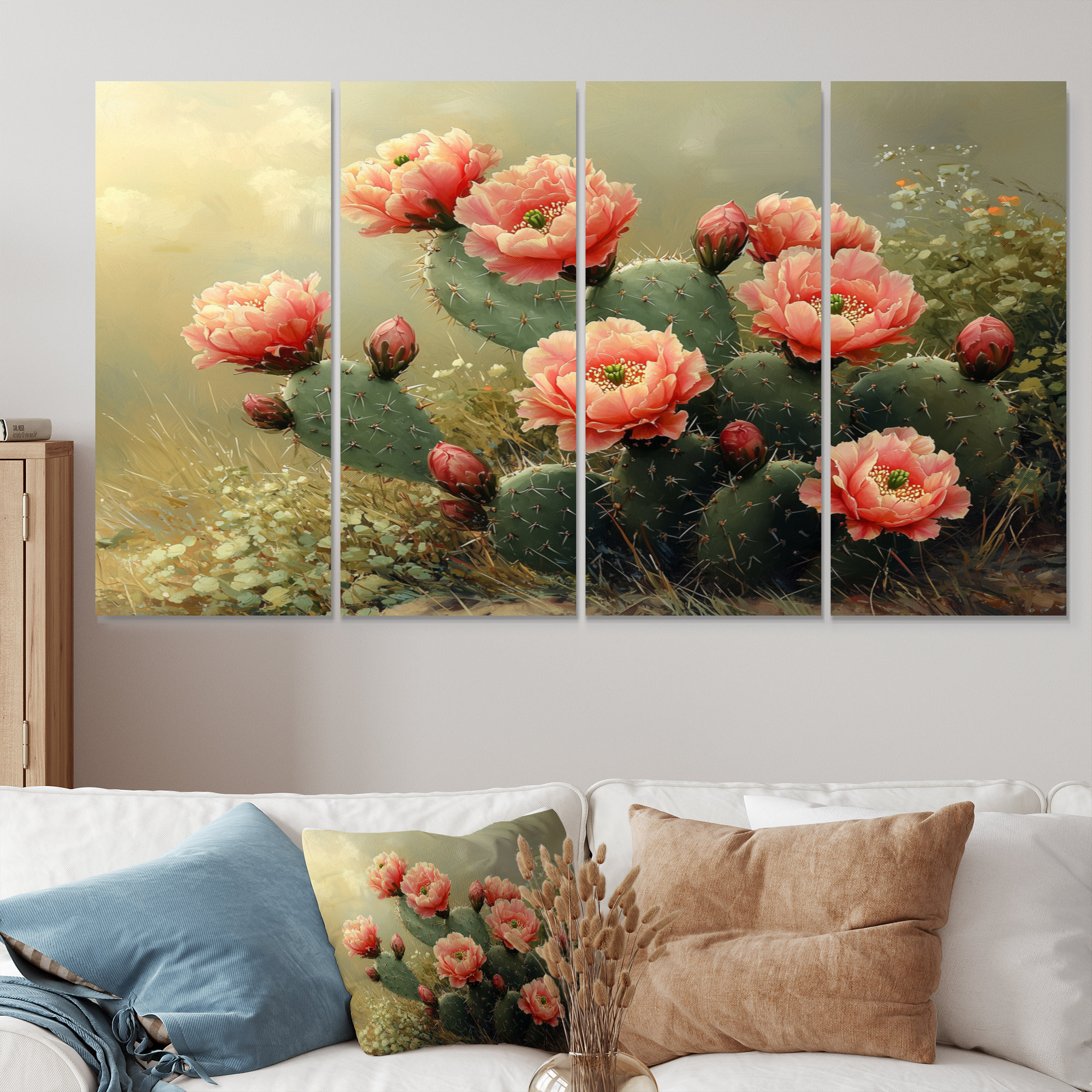 Red Barrel Studio® Cactus In Full Bloom At Dawn II - Floral Cactus Wall ...