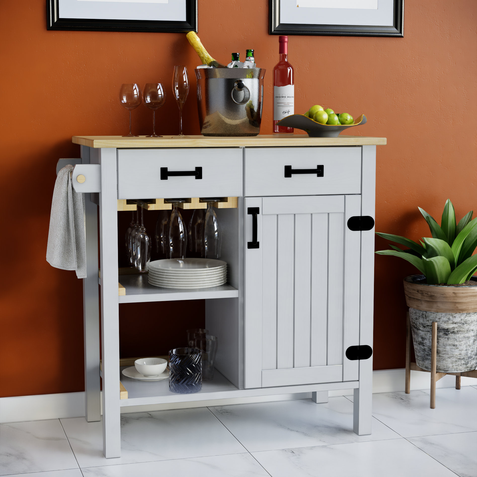 Longshore Tides Jordao Island - Versatile Kitchen Island with Extra ...