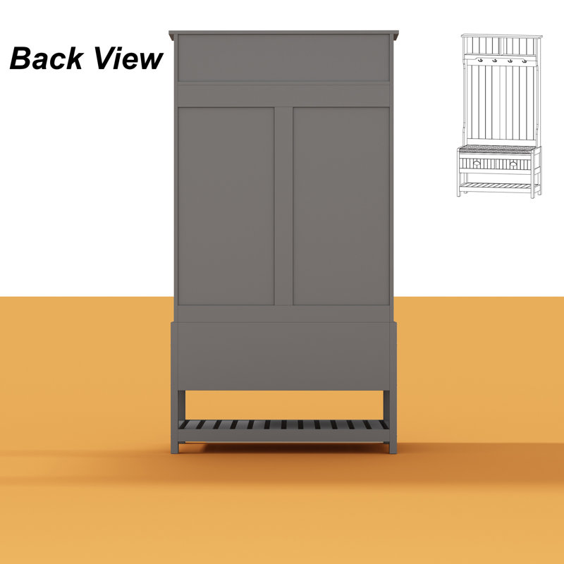 Red Barrel Studio® Modern Hall Tree with Bench and Shoe Storage ...