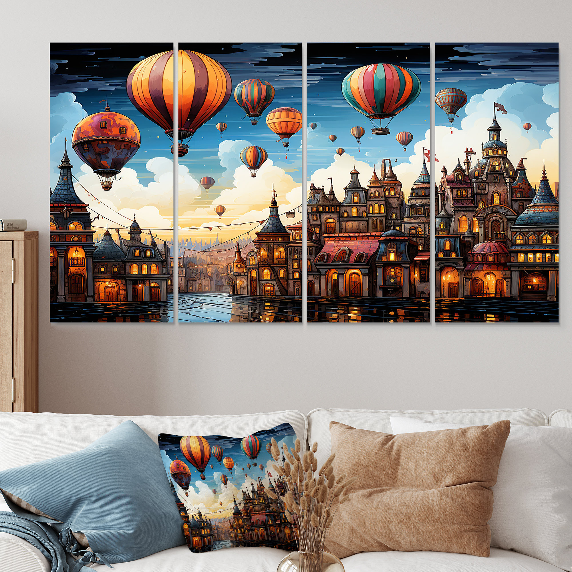Winston Porter Fantasy Air Ballon Village II - Hot Air Balloon 4 Piece ...