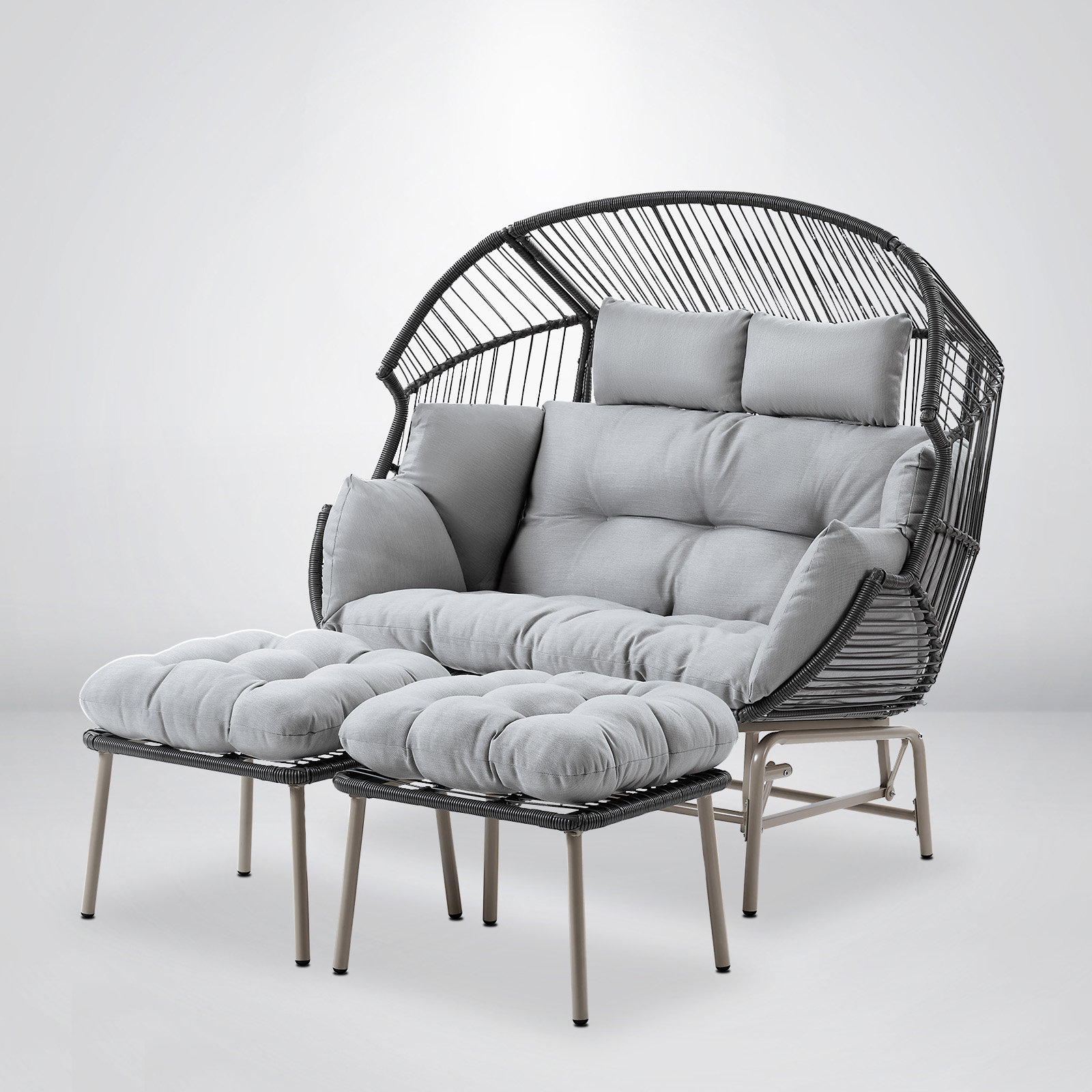 Dakota Fields Corenda Hammock Double Swing Chair with Ottomans | Wayfair