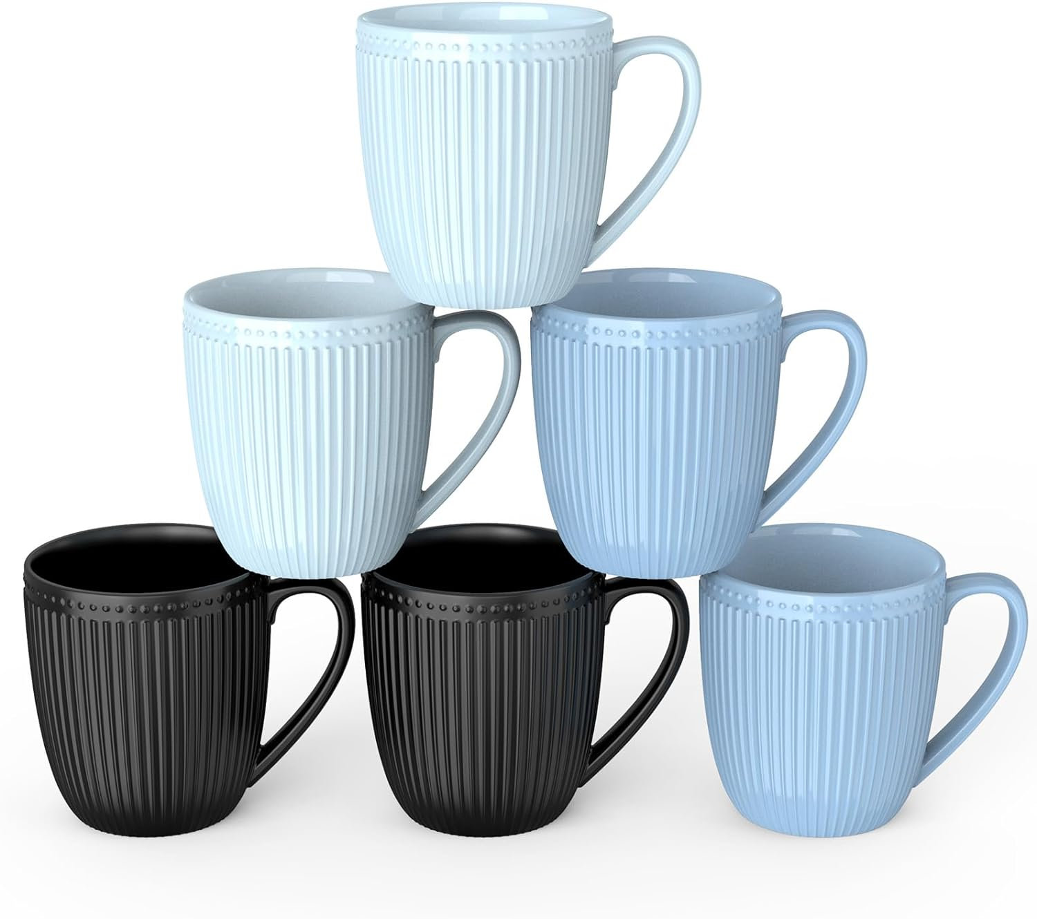 GLETED Coffee Mugs Set of 6, 16 Oz Coffee Mugs, Porcelain Mugs, Large ...