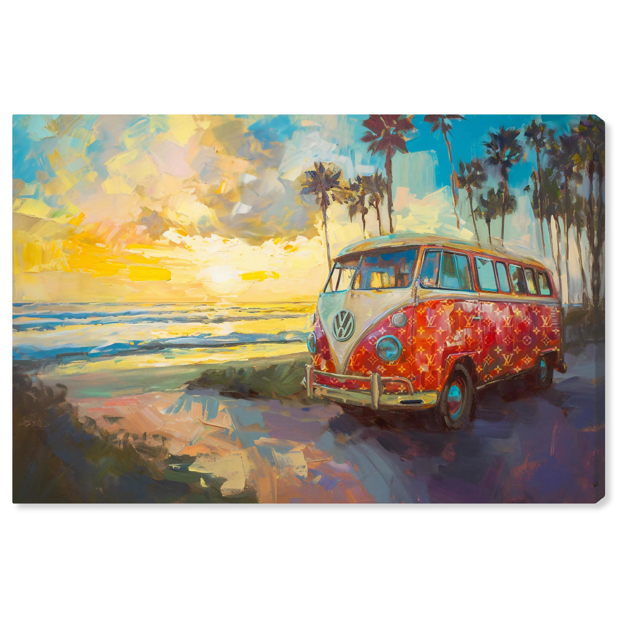 Art Remedy Stylish Van on the Beach Canvas Glam Beach Wall Art by Art ...