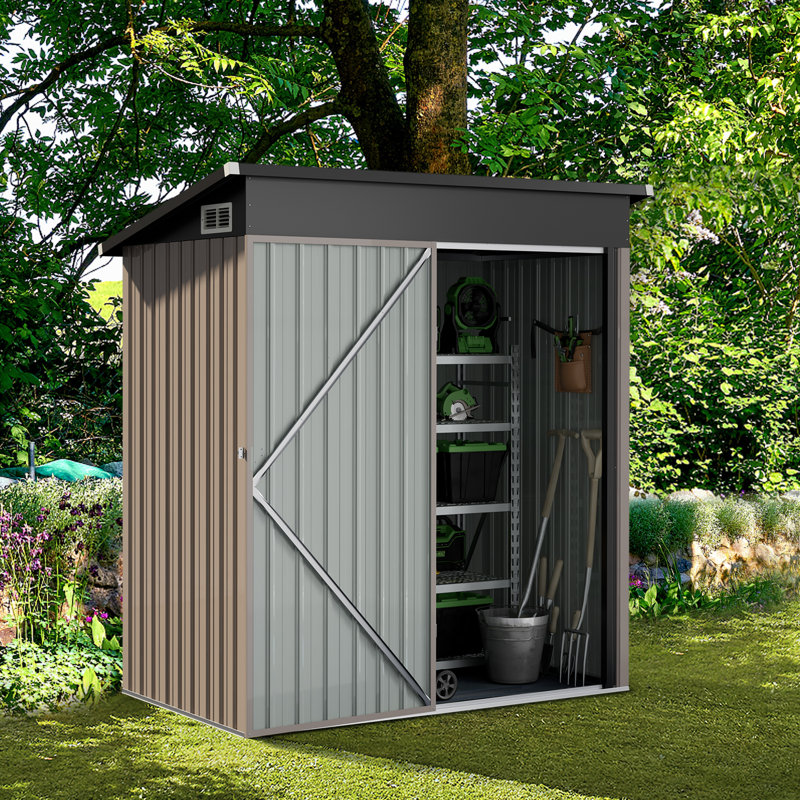 JolyDale 5.0 ft. W x 2.5 ft. D Galvanized Steel Lean-to Storage Shed ...