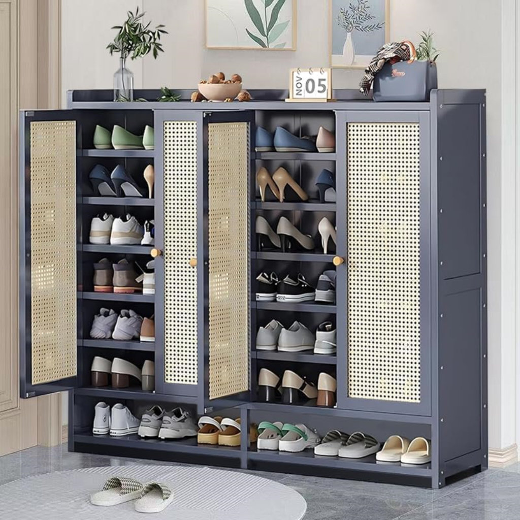 Corrigan Studio® 8-Tier Bamboo Shoe Storage Cabinet With Doors ...