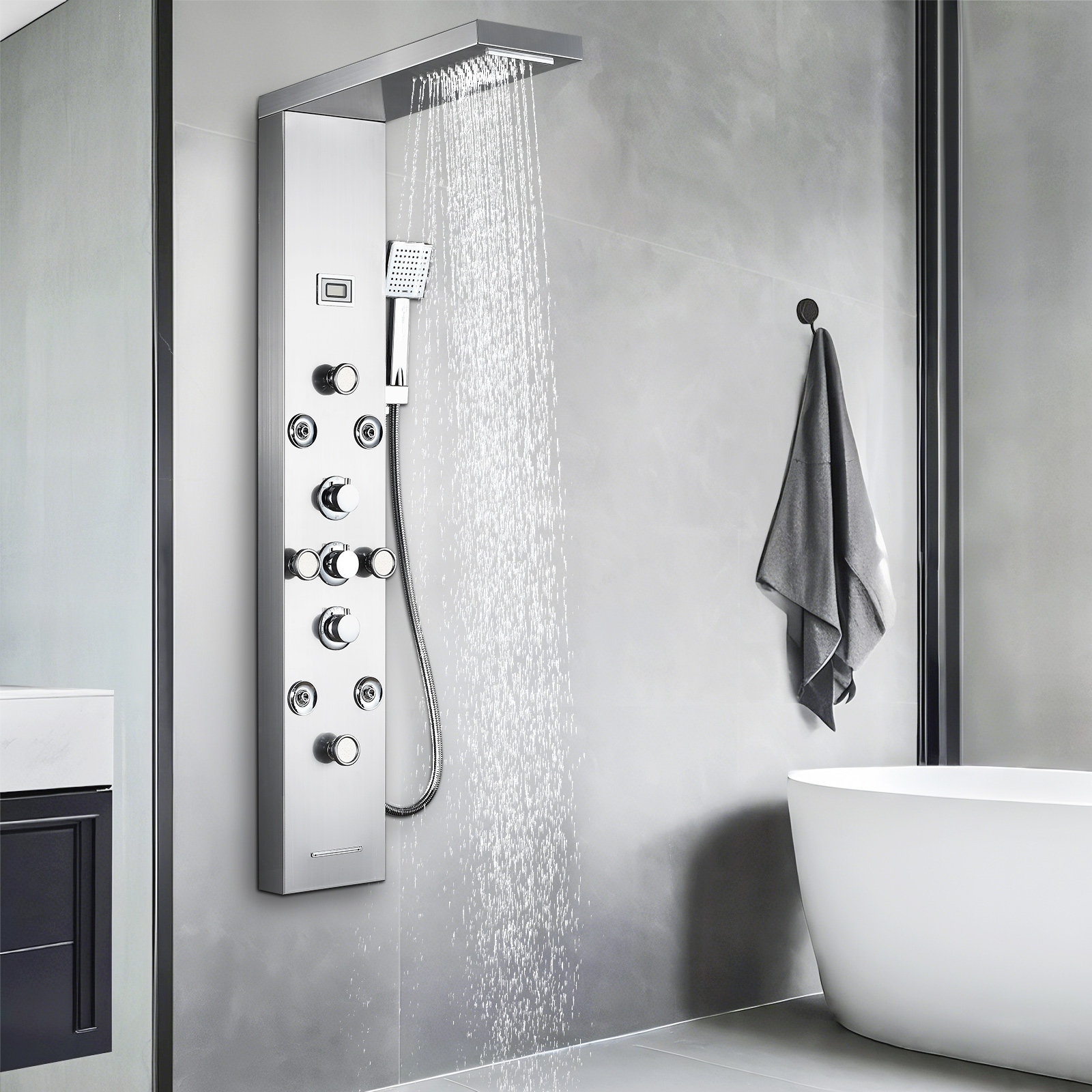 HGN 8-Jet Rainfall Shower Tower Shower Panel System with Rainfall ...