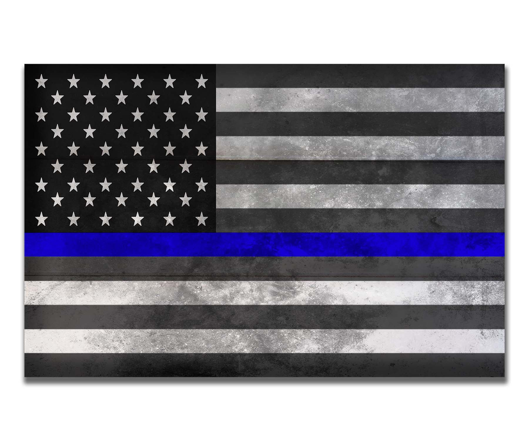 Ebern Designs " Thin Blue Line Flag " on Wood | Wayfair