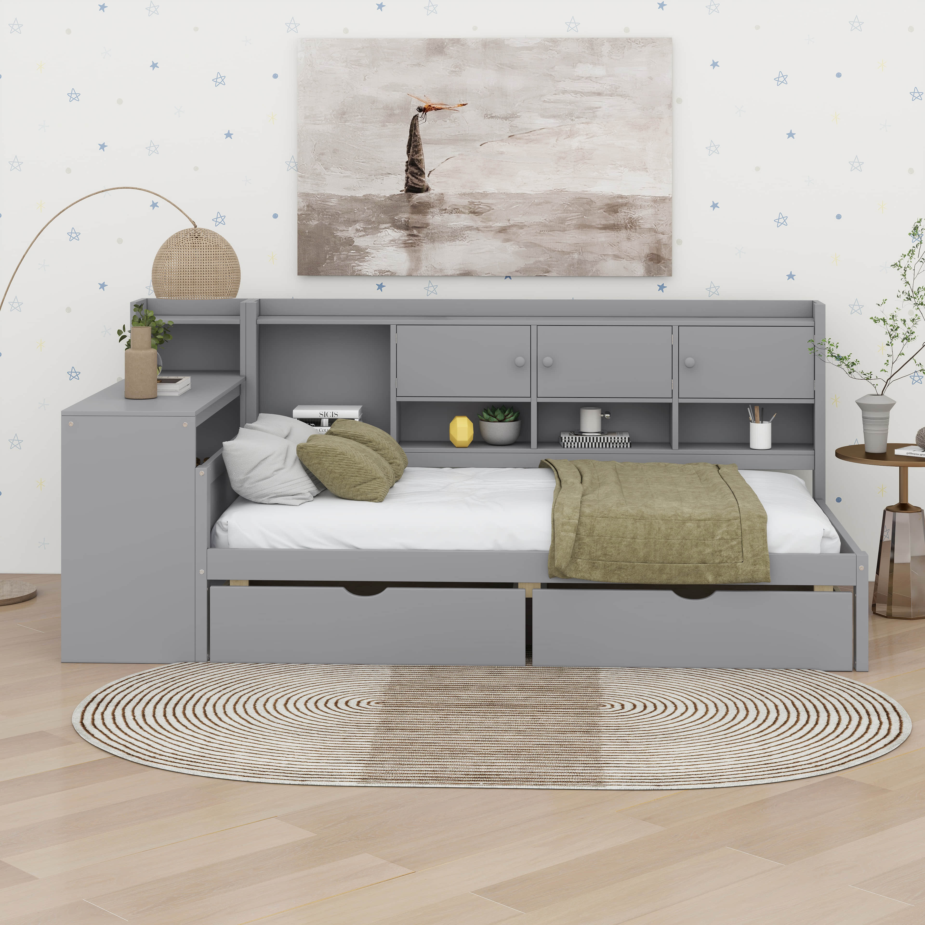 Lark Manor™ Corner Bed Frame, Daybed With Storage Cabinets & Drawers ...