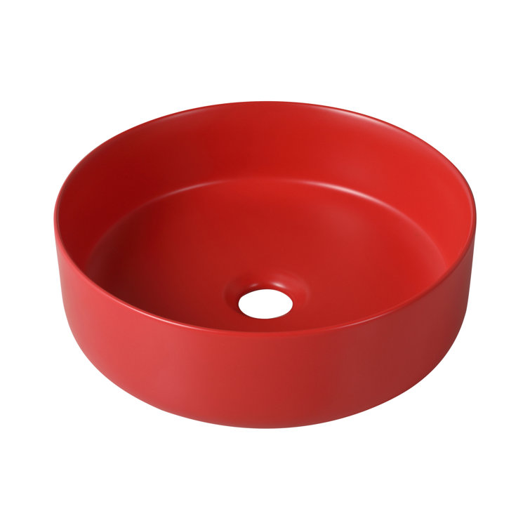 Hokku Designs Manvith 15.7'' Red Ceramic Circular Bathroom Sink | Wayfair