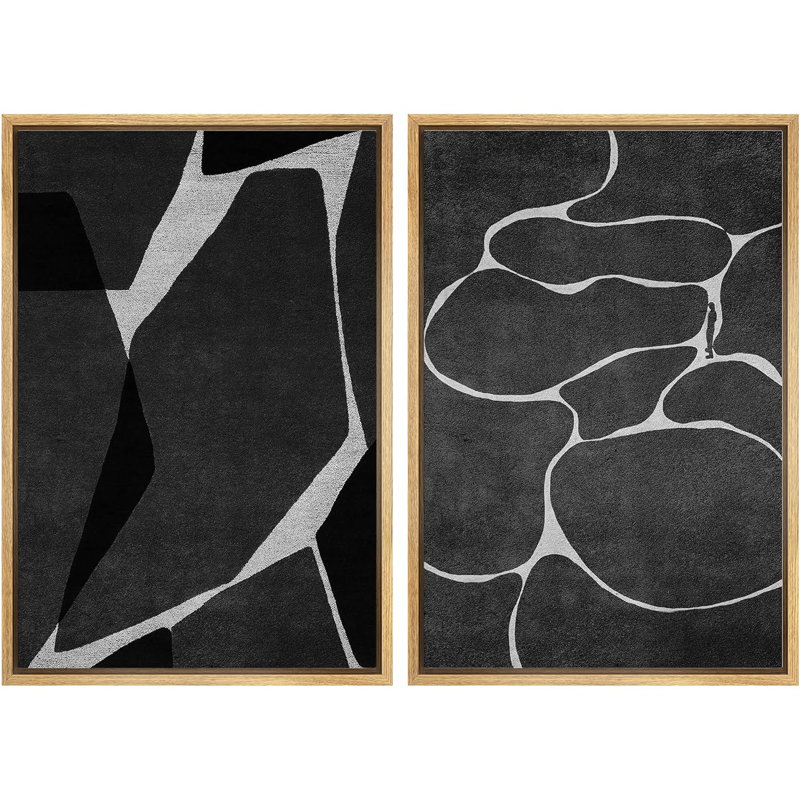wall26 Black Angular Shapes with Oblong Ovals Abstract Geometric Modern ...