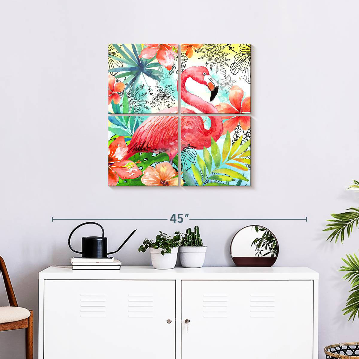 Ebern Designs Brampt Pink Flamingo Square | Wayfair