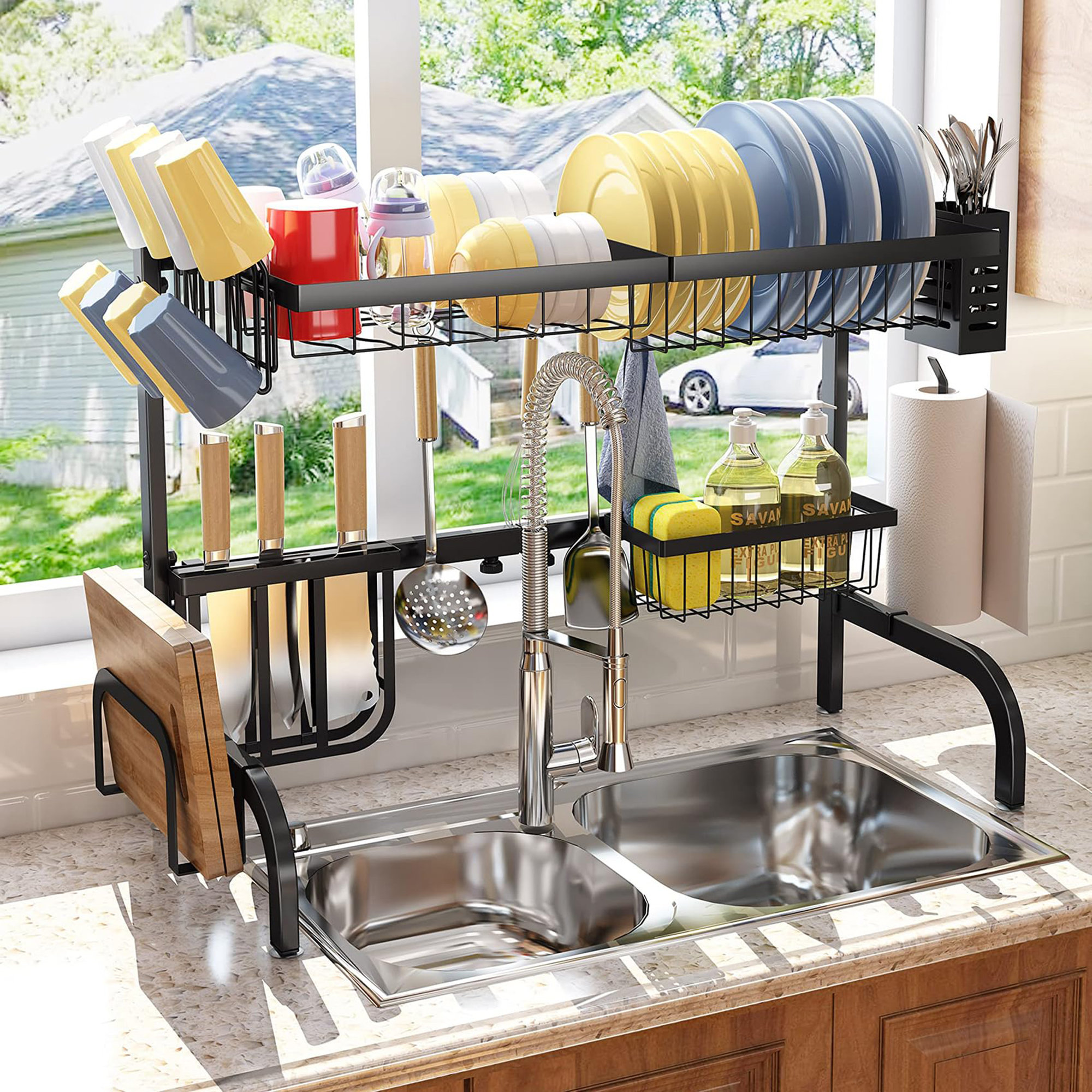 LoochMee Adjustable Metal Over the Sink Dish Rack | Wayfair