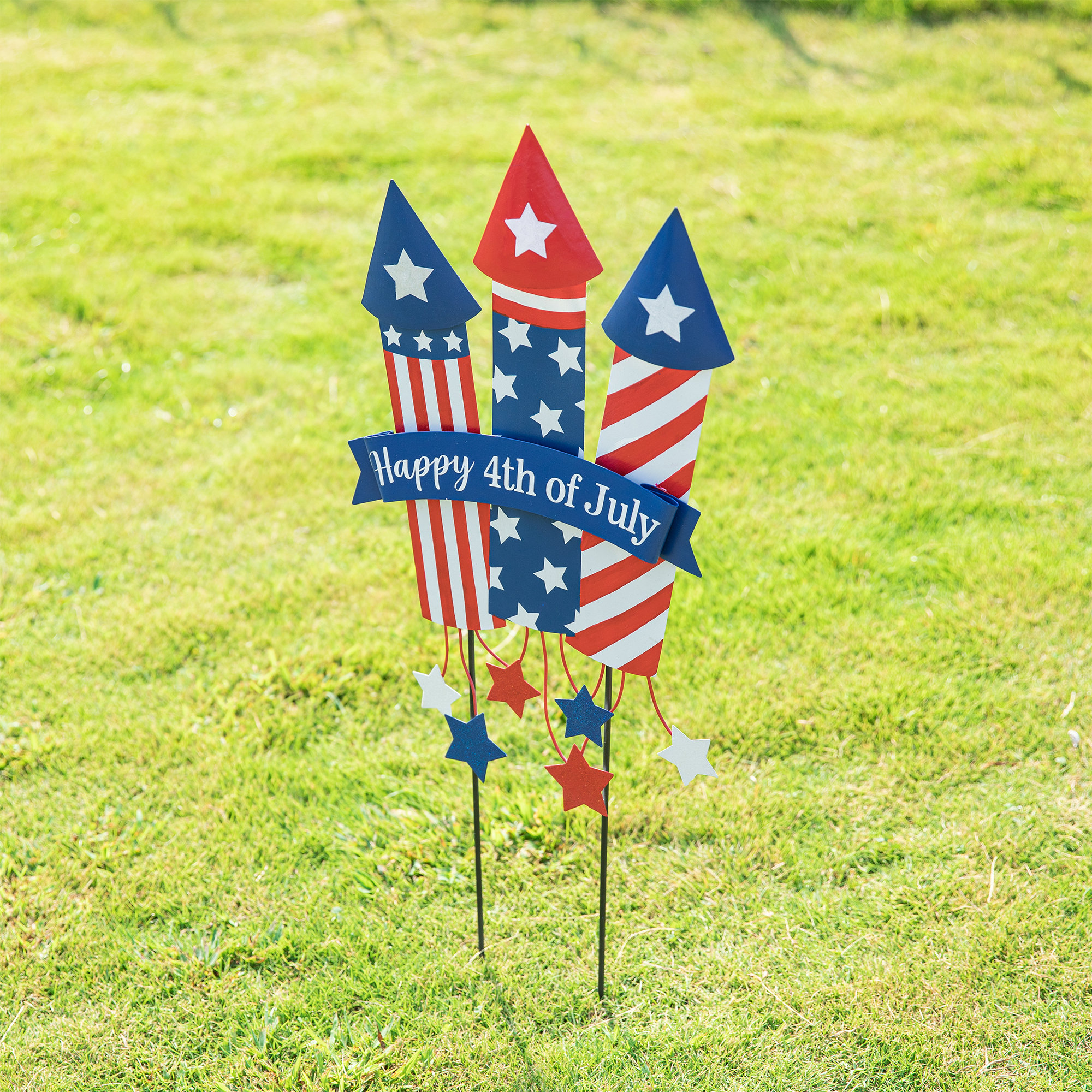 The Holiday Aisle® Americana Firecracker Yard Stake Figurine | Wayfair