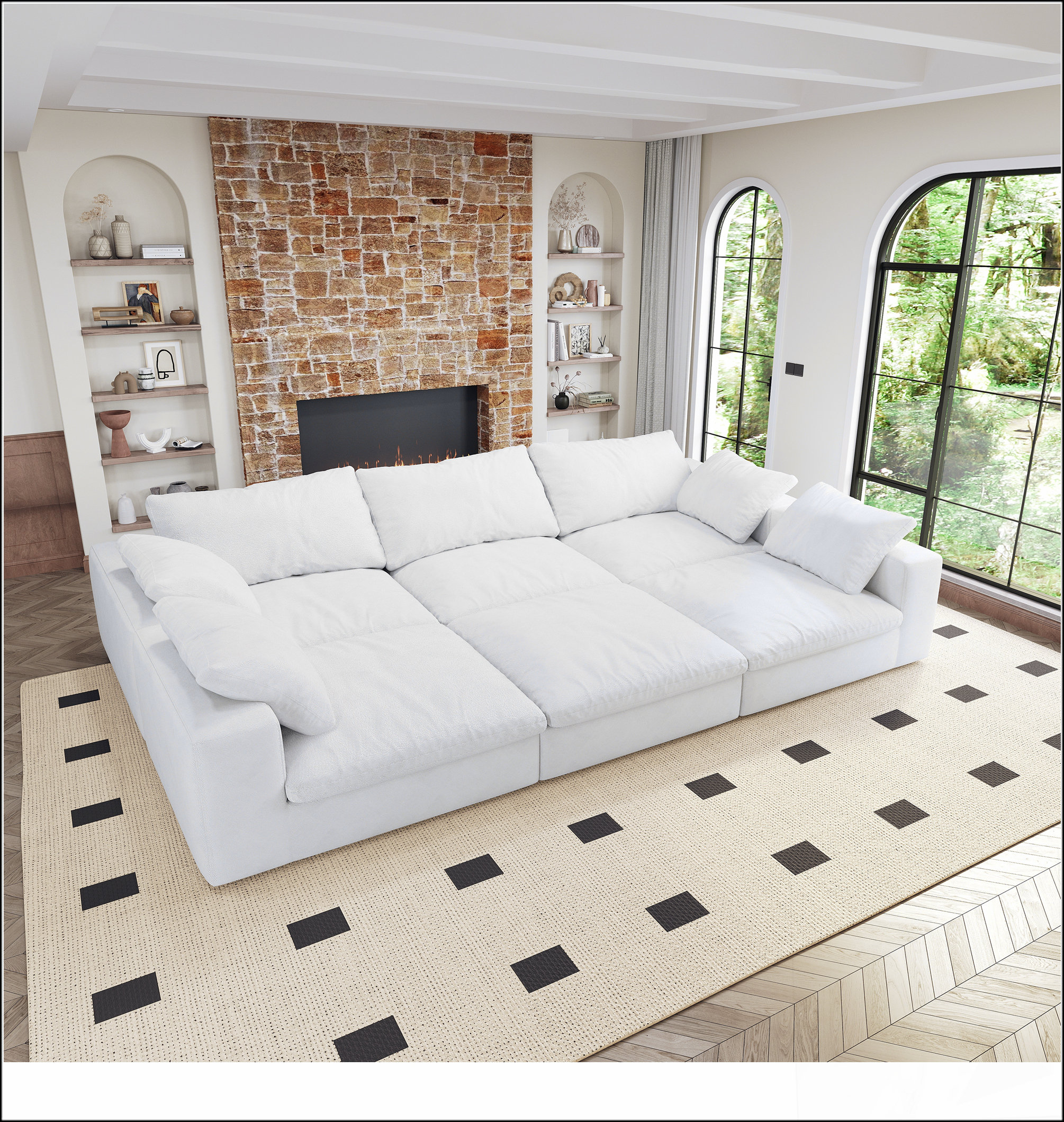 Hokku Designs Large size modular cloud sofa 6 seats down sofa bed ...