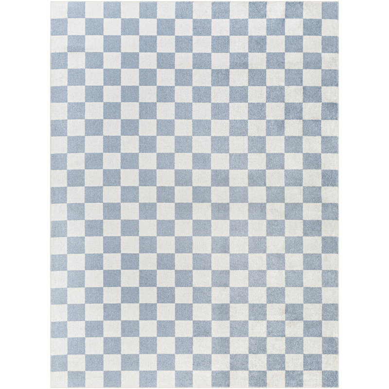 Gracie Oaks Jules Checkered Denim Area Rug & Reviews | Wayfair