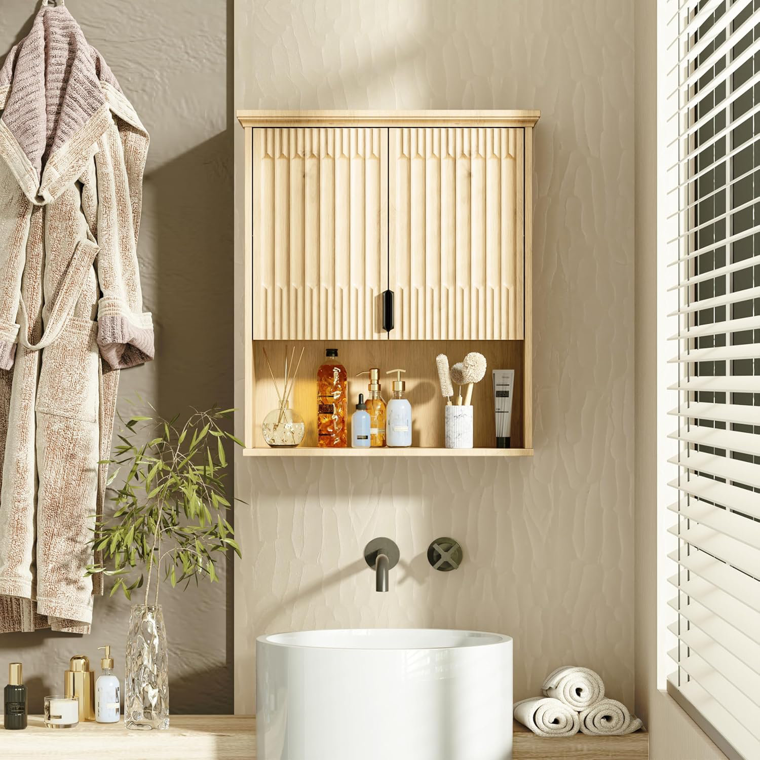 Lark Manor™ Wall Mounted Cabinet, Modern Medicine Cabinets With Fluted ...