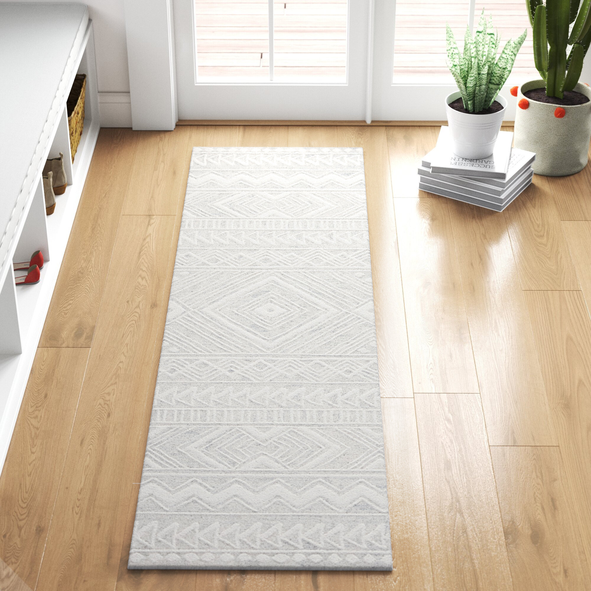 Langley Street Kyndall Southwestern Handmade Tufted Wool Light Gray ...