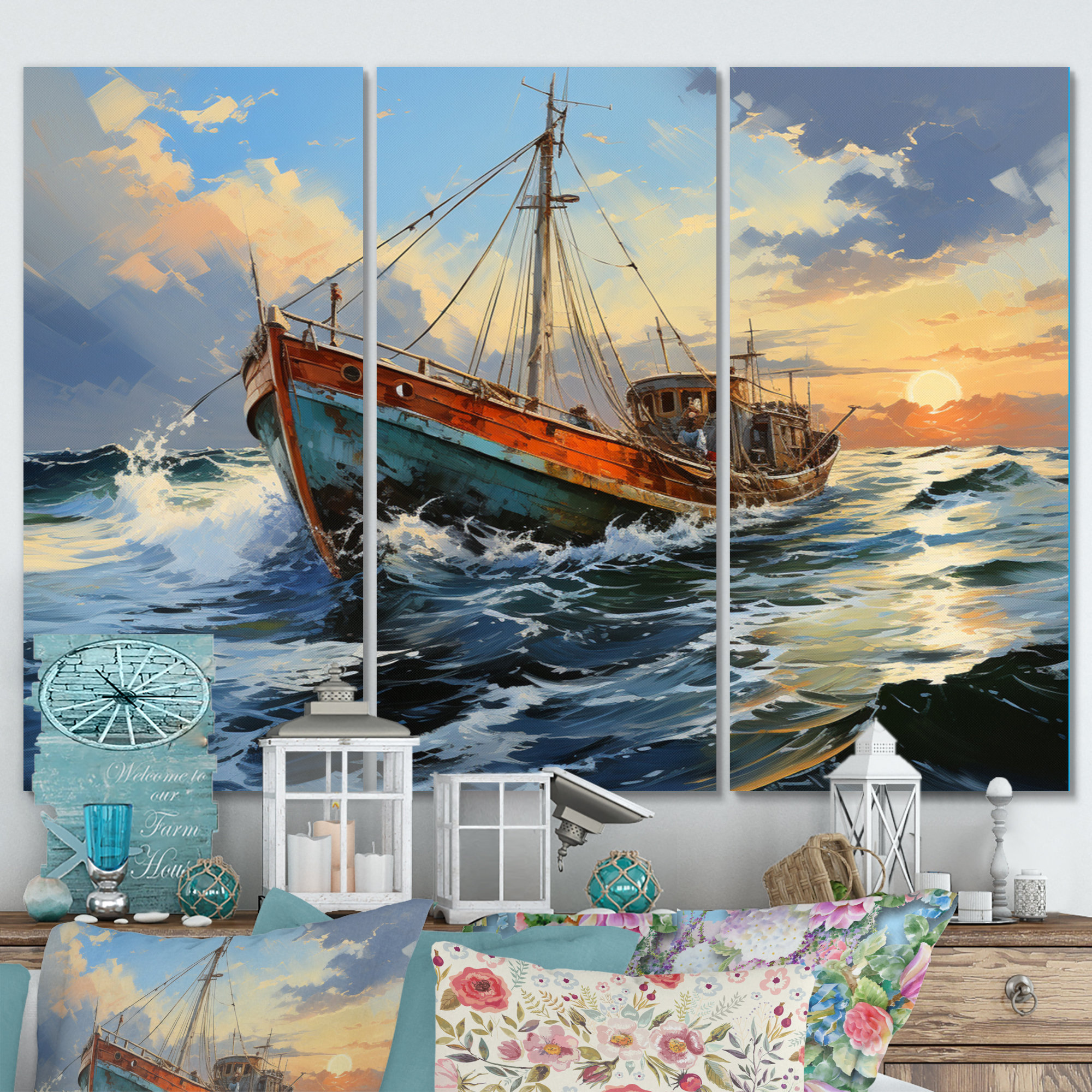 Breakwater Bay Boat Expressive Seascapes II - Transportation Canvas Art ...