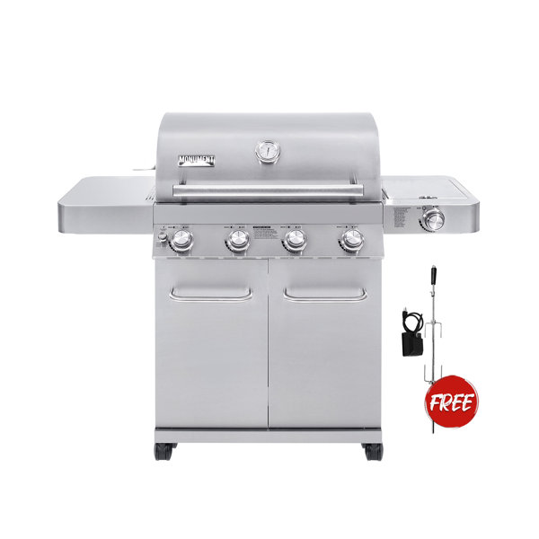 Monument Grills 17842 4-Burner Propane Gas Grill with Side Burner and ...