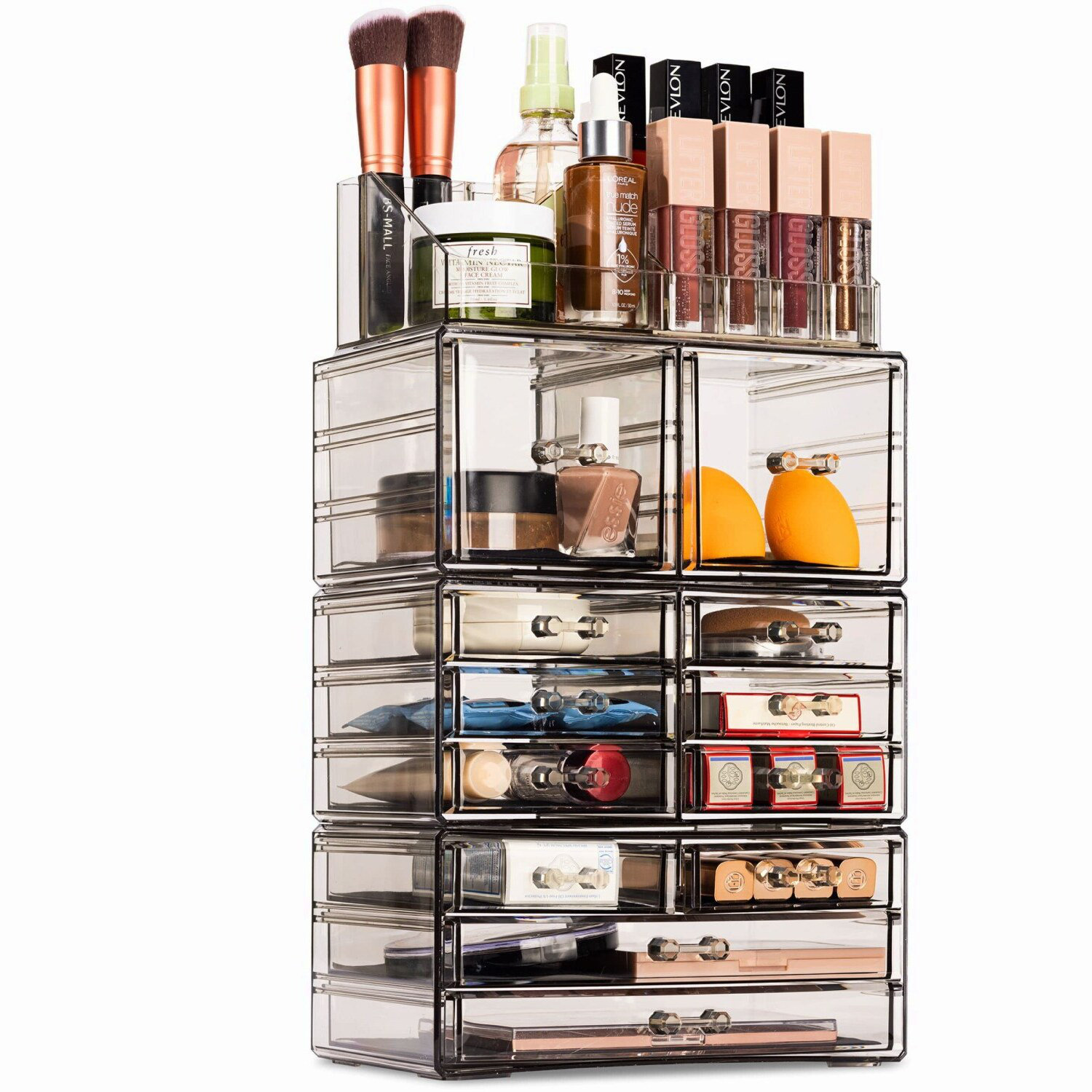 Hokku Designs ClearStack Beauty Tower: 12-Drawer Makeup & Jewelry ...