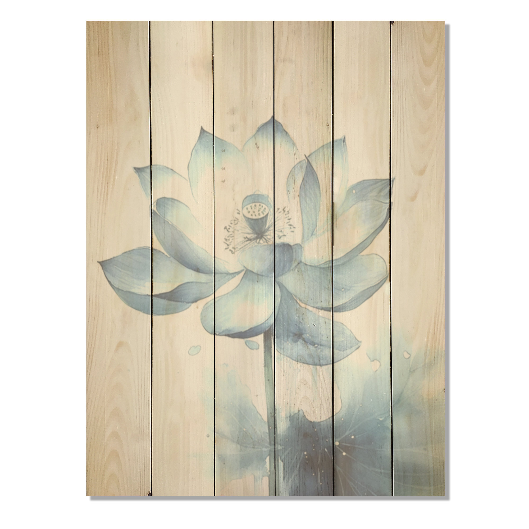 Ophelia & Co. Timeless Lotus Saphire - Lotus Wood Wall Art On Natural ...