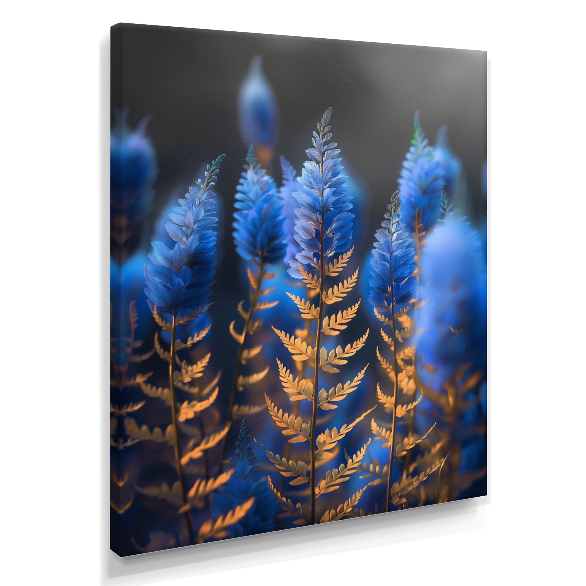 Ebern Designs Monochrome Blue Ferns Ethereal Dream I - Ferns Wall Decor ...