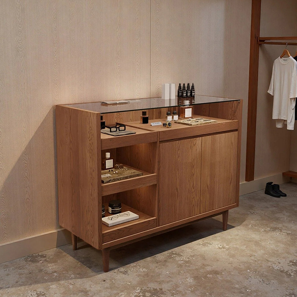 YY Concept Living Furniture Wooden Display Cases with Glass Shelves ...