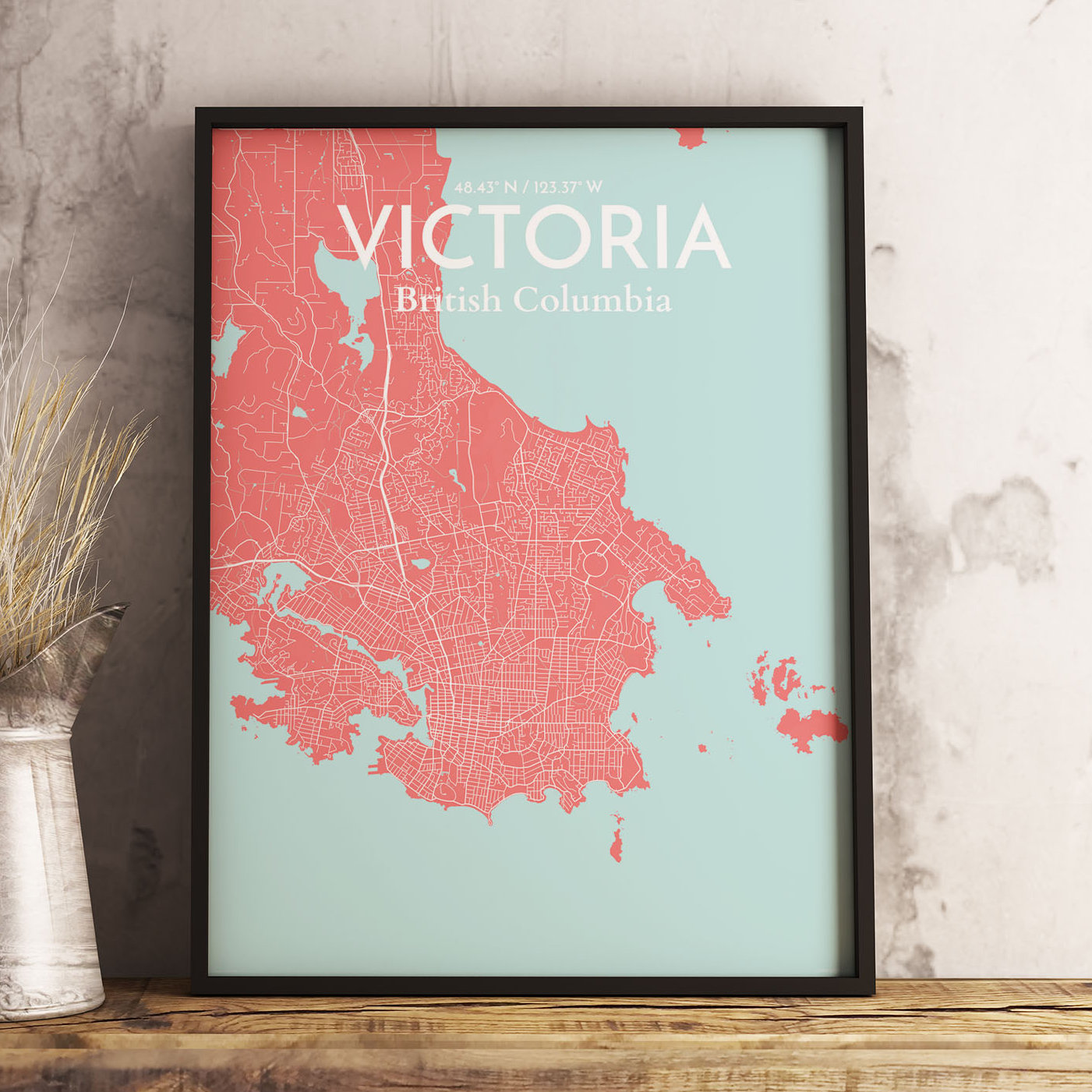 Wrought Studio™ 'Victoria City Map' Graphic Art Print Poster in ...